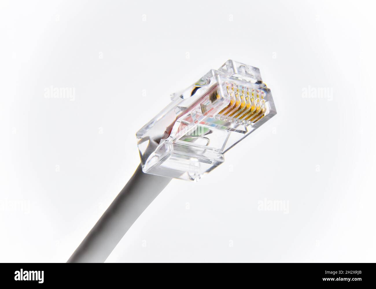 Ethernet computer network lan cable RJ45 connection macro view Stock ...