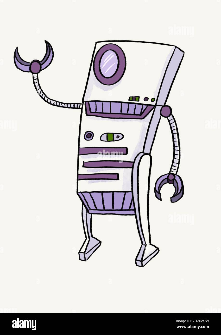 hand drawn robot character illustration Stock Photo - Alamy