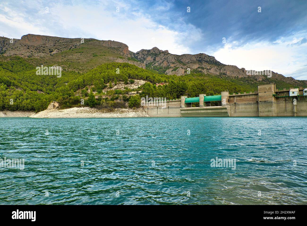 View of the dam on the reservoir in Guadalest.Spain.Horizontal view ...