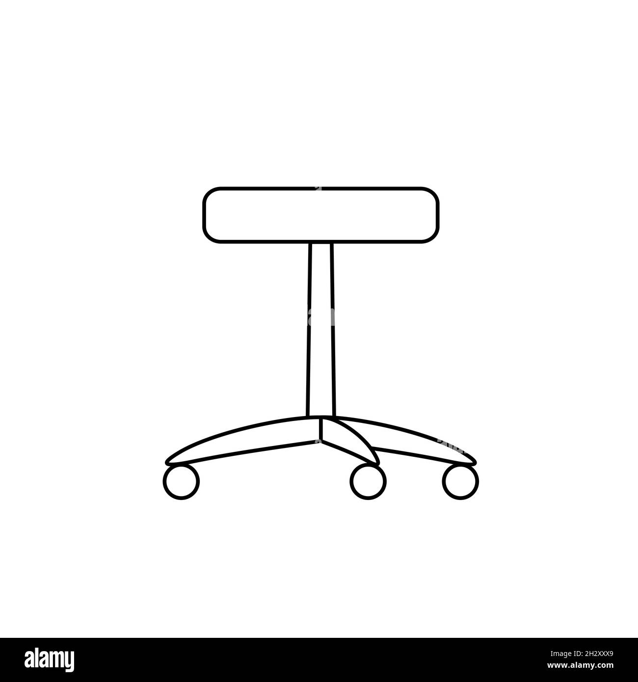 Line icon stool on casters. Black outline Chair isolated on white ...
