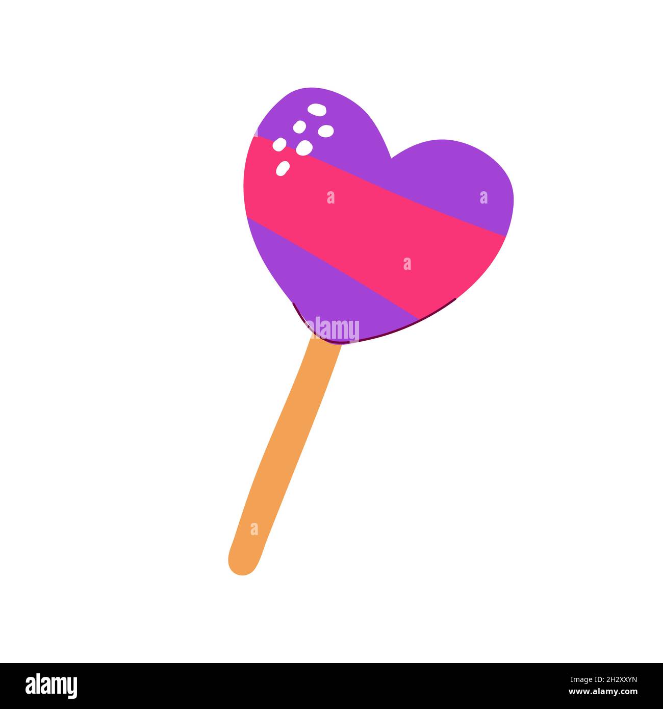 Cartoon candy in the shape of a heart. Lollipop isolated on white ...