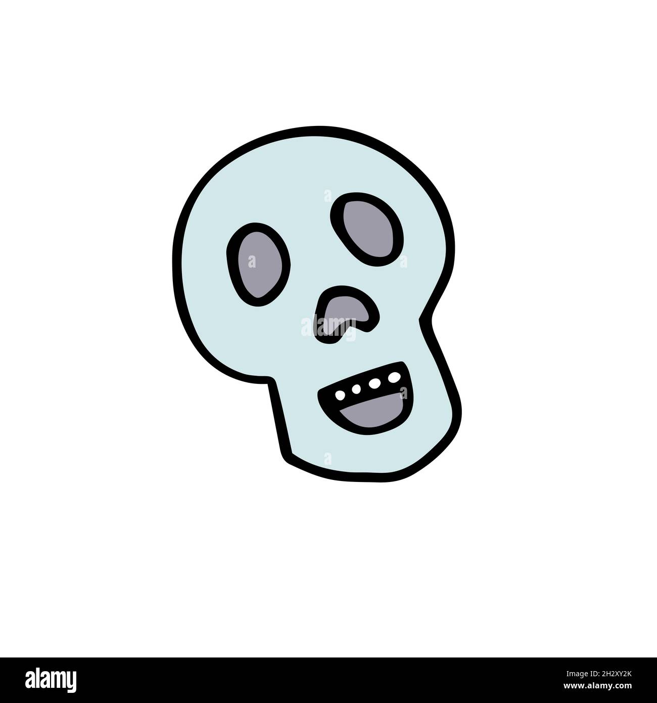 Doodle Halloween scull. Laughing Skeleton isolated on white background ...