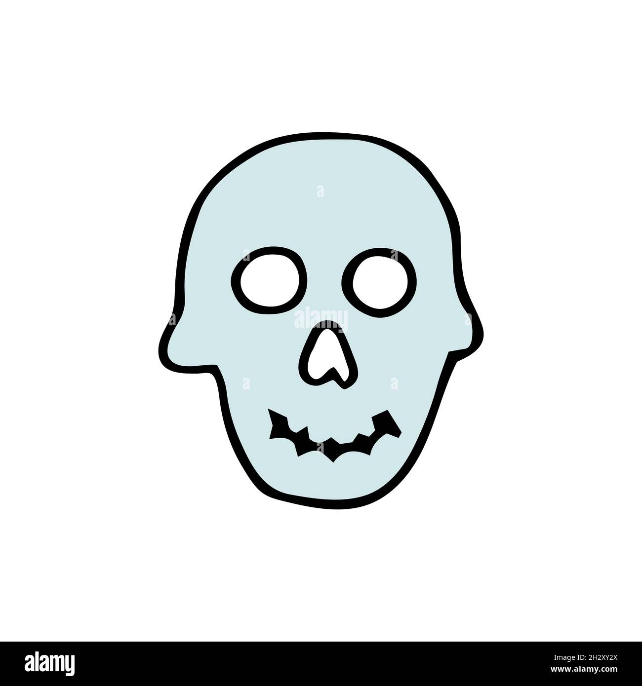 Doodle Halloween scull. Smiling Skeleton isolated on white background ...