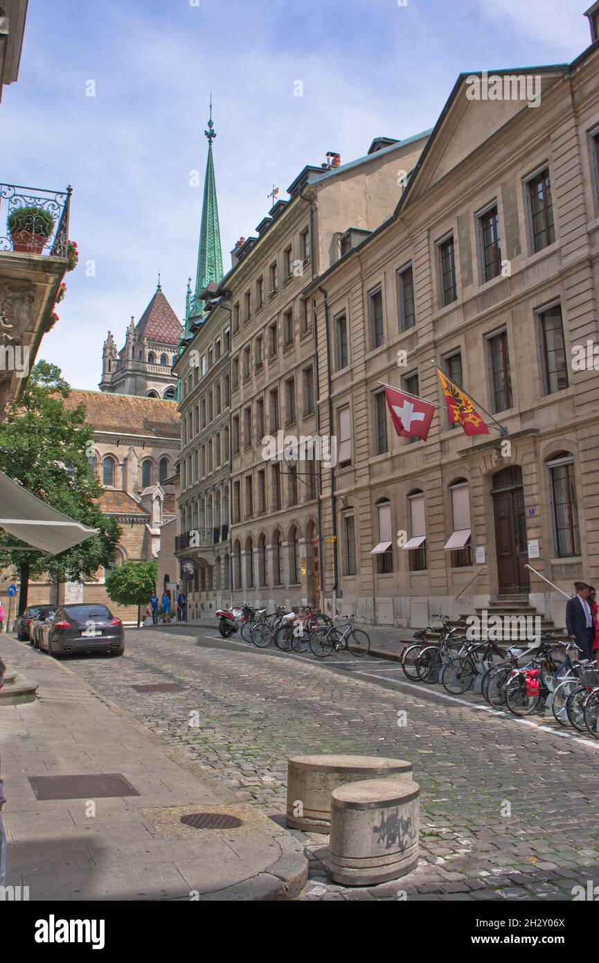 Geneva, Old city street view, Switzerland, Europe Stock Photo - Alamy