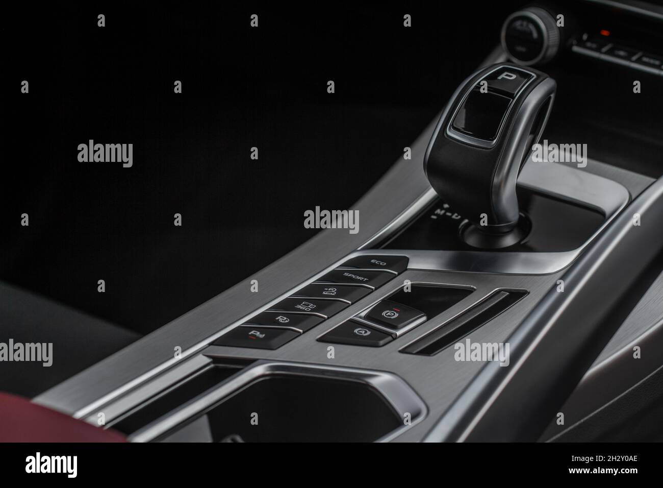 Modern automatic gearbox. Close up of the gearbox transmission handle ...
