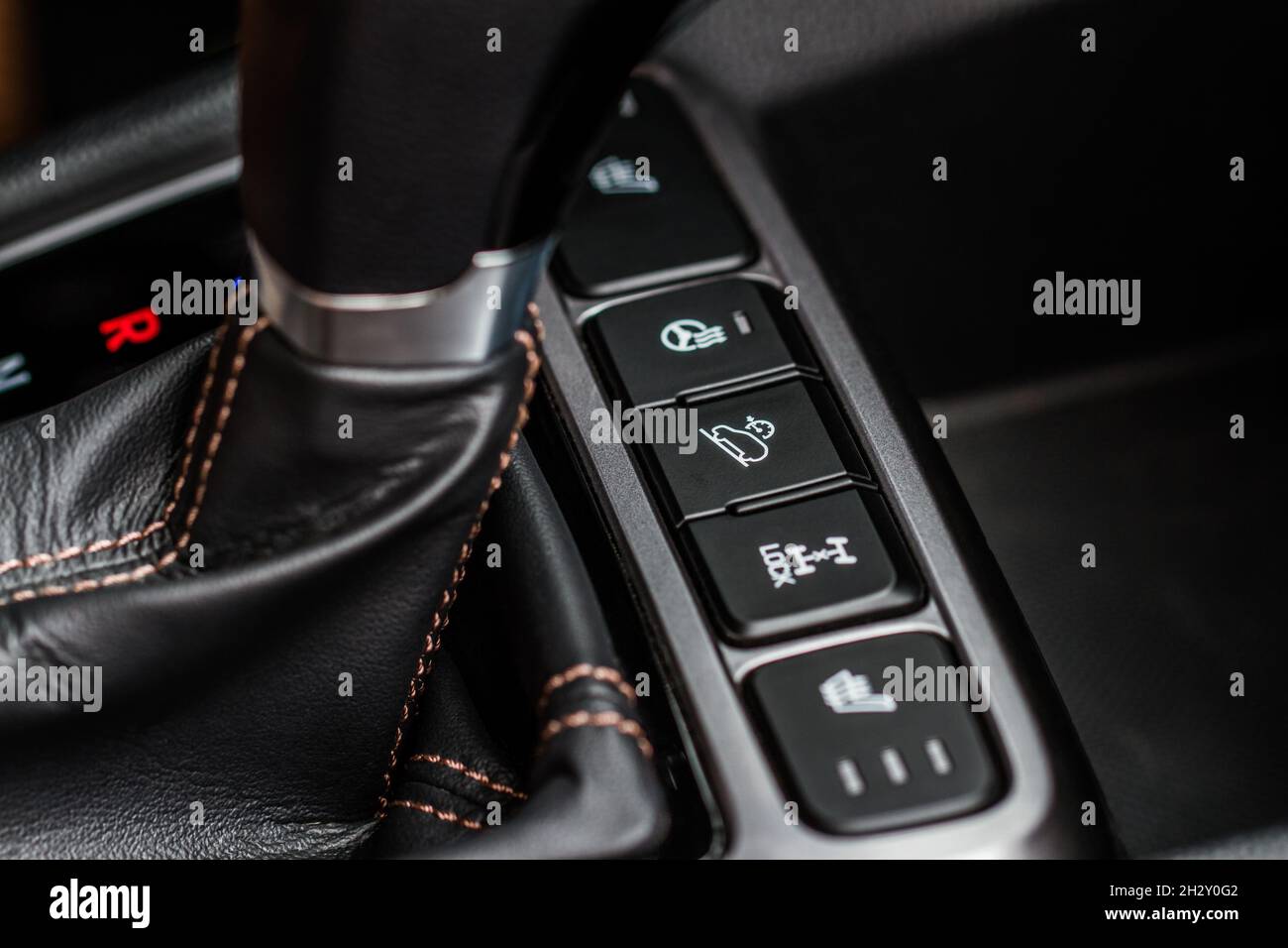 Drive selector button. Automatic gear lever and gear shift. Car ...