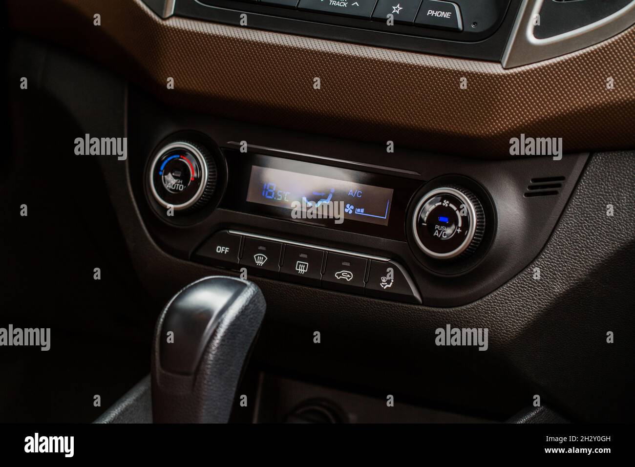 Digital control panel car air conditioner dashboard. Modern car ...