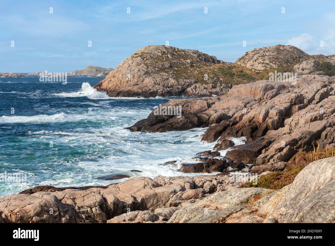 Coastal landscape at Lindesnes, Sea and Rocks, southern tip of the ...