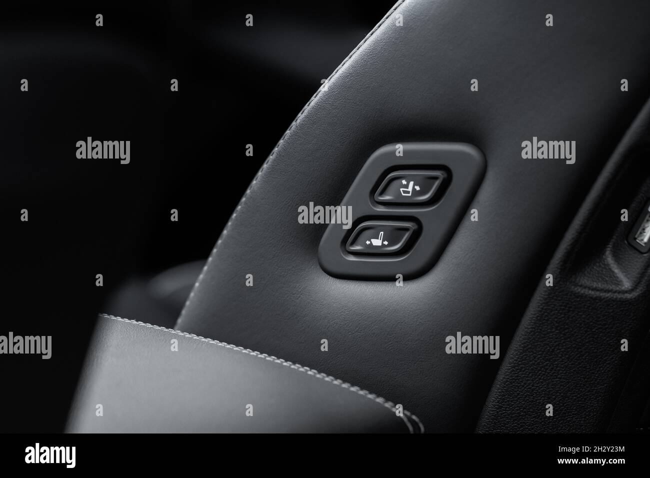 Electric car seat adjustment control panel close up view. Adjustable ...