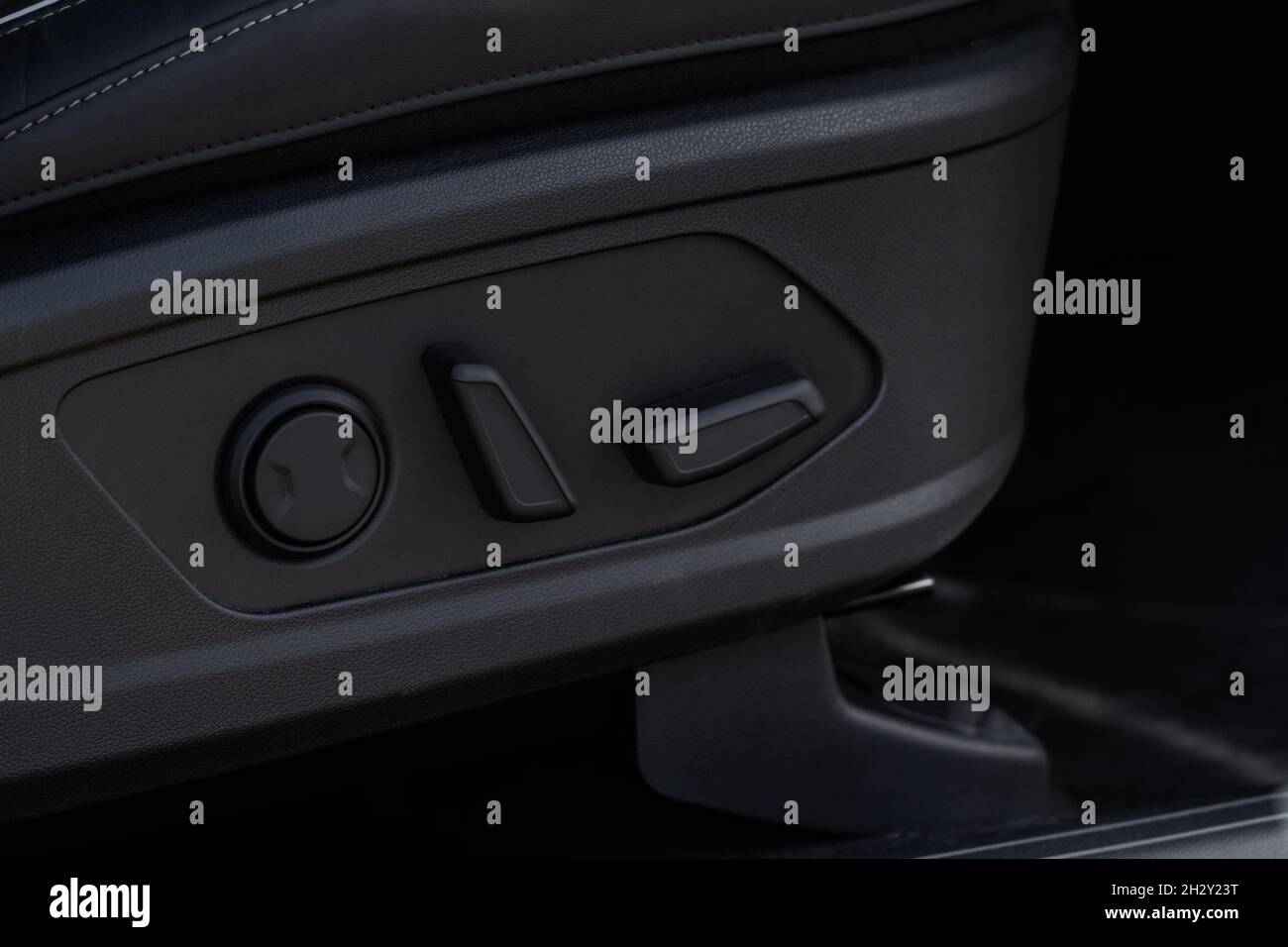 Electric car seat adjustment control panel close up view. Adjustable ...