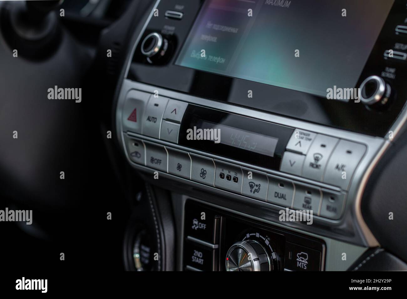 Modern car media display in the interior of the car. Touchscreen ...