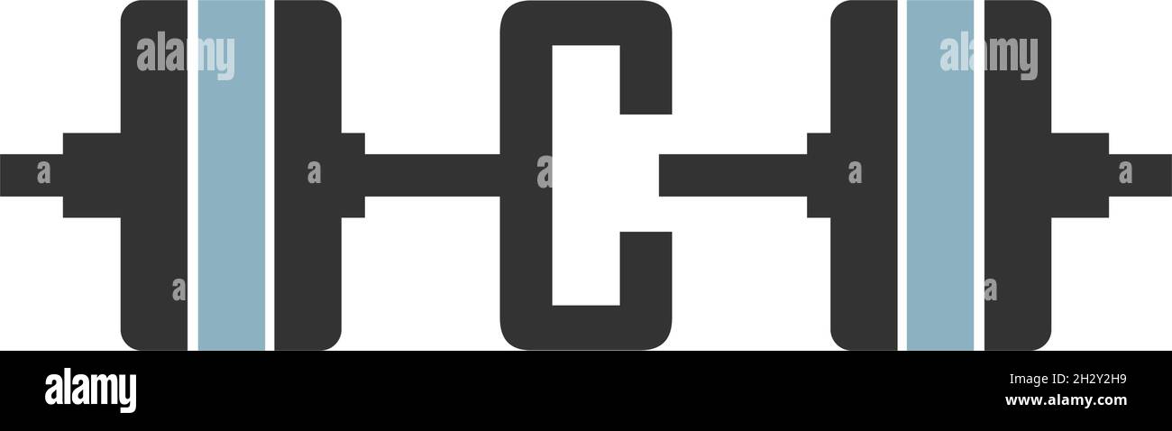 Letter C with barbell icon fitness design template vector Stock Vector ...