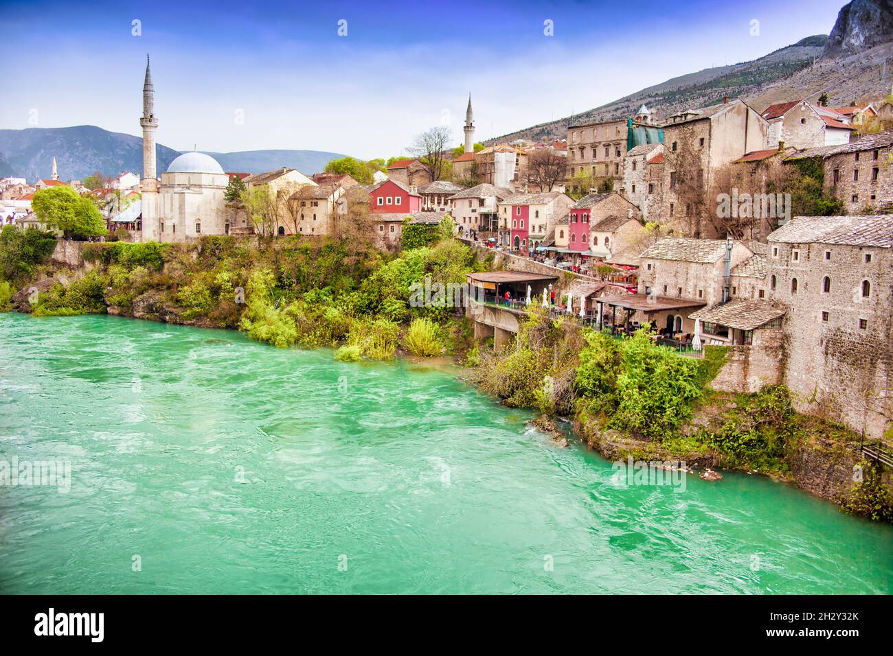 The river and old buildings in a town Stock Photo - Alamy