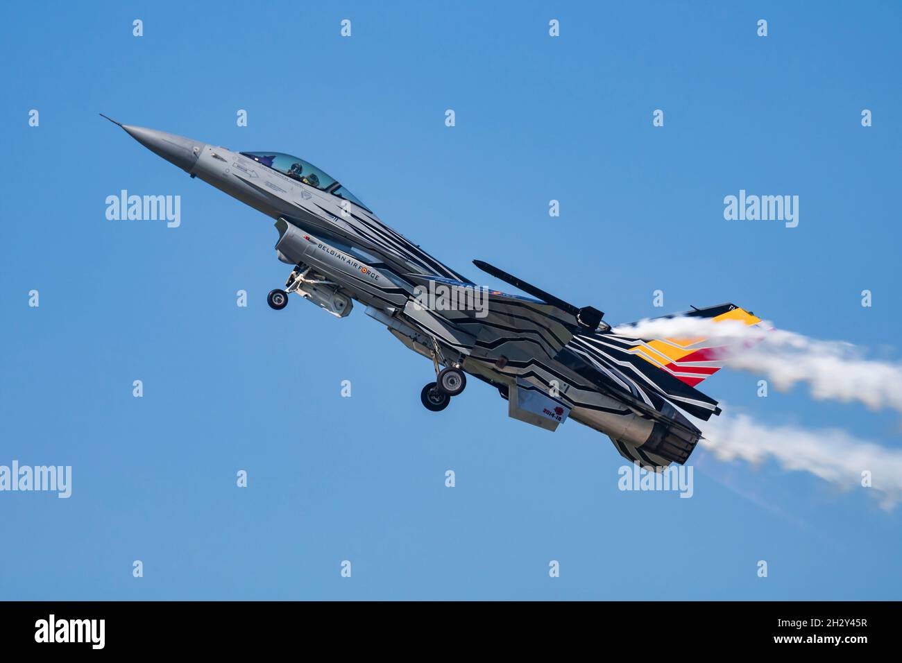 Sliac, Slovakia - August 28, 2016: Military fighter jet plane at air ...