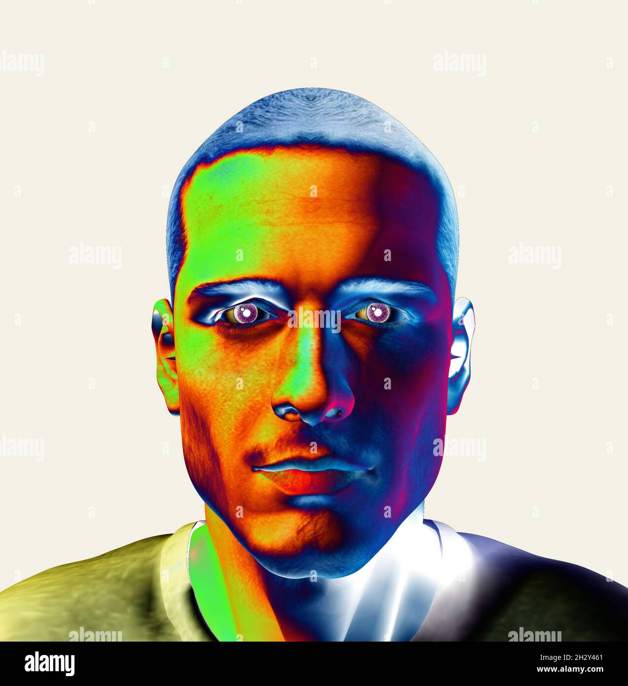 Man's face. Digital portrait. 3D rendering Stock Photo - Alamy