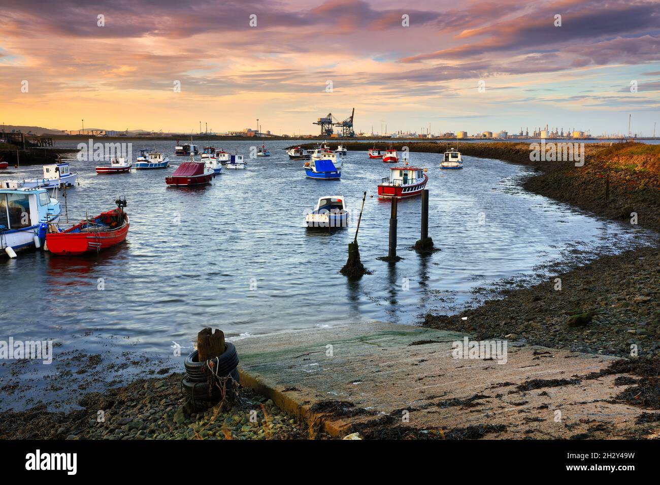 Warm Morning Light on Fishing Boats at South Gare, Middlesbrough, North ...