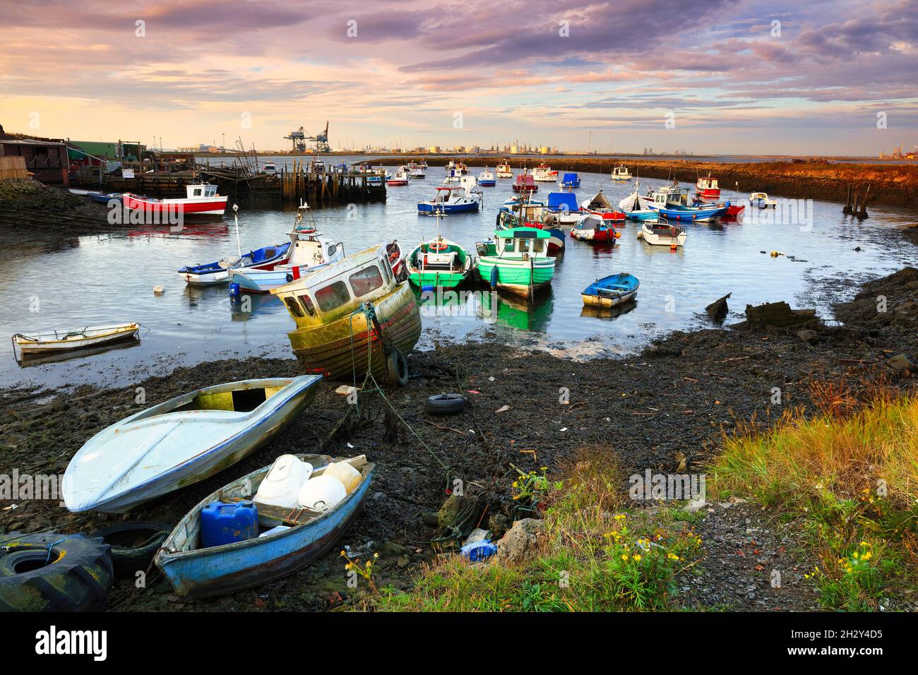 Warm Morning Light on Fishing Boats at South Gare, Middlesbrough, North ...