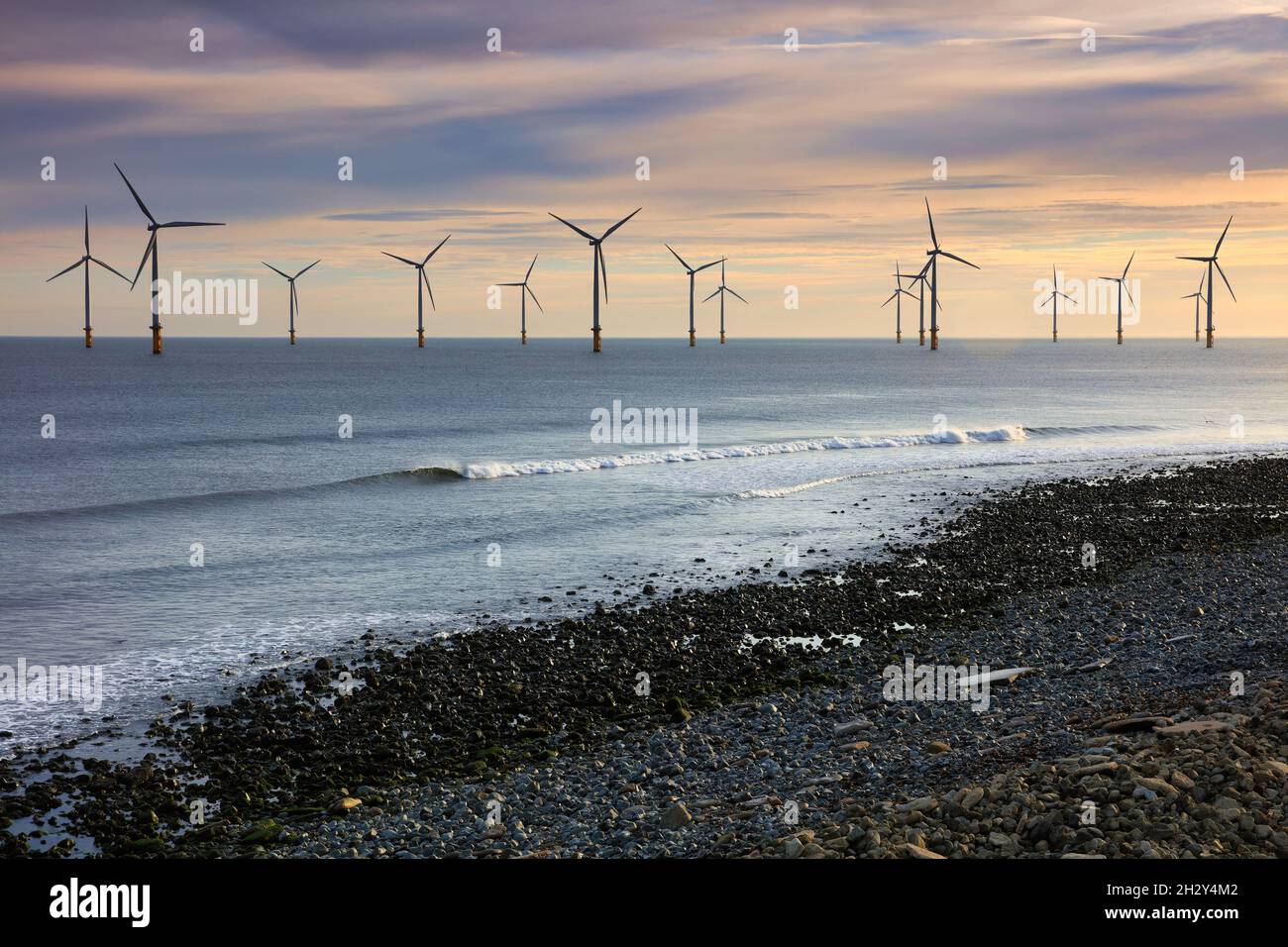 Large Wind Farm off the coast of Redcar, North Yorkshire, England, UK ...
