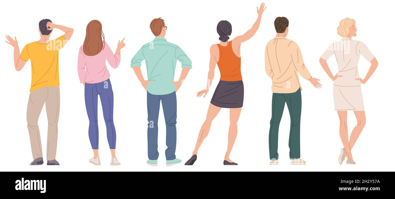 Men And Women Characters Back View Stock Vector Image And Art Alamy