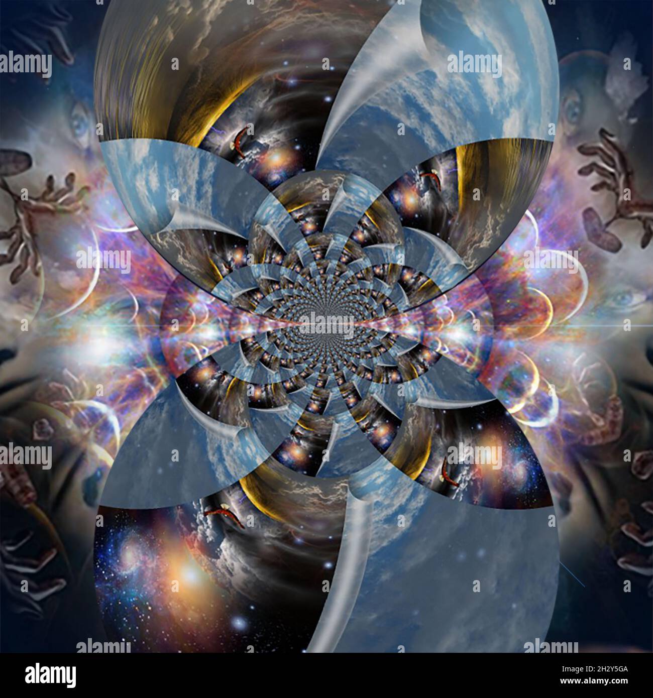 Merging words. Surreal fractal. 3D rendering Stock Photo - Alamy