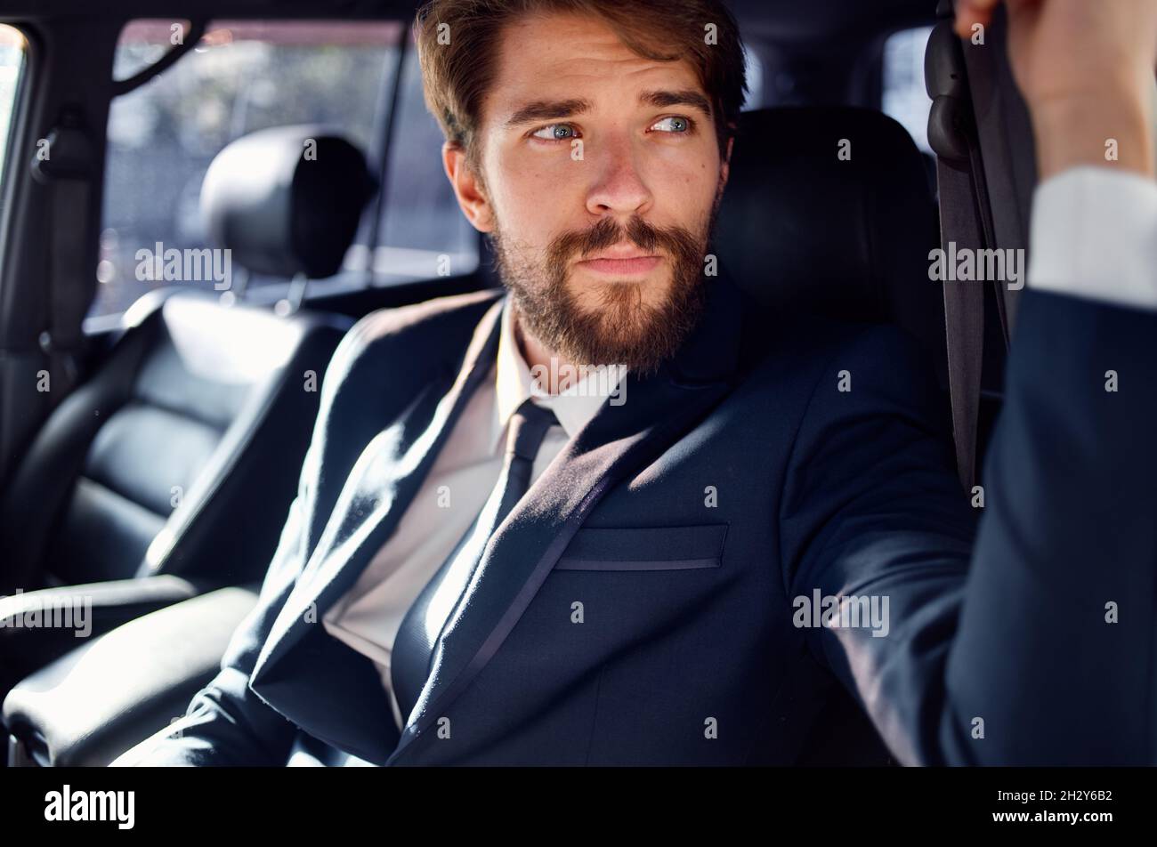 businessmen Driving a car trip luxury lifestyle success service rich ...