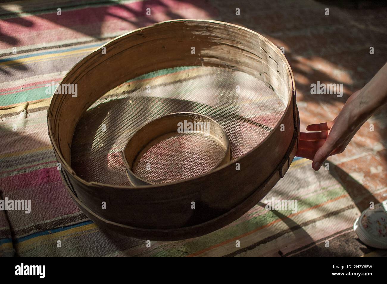 Old sieves, tool for bakery from the past for flour sifting Stock Photo ...
