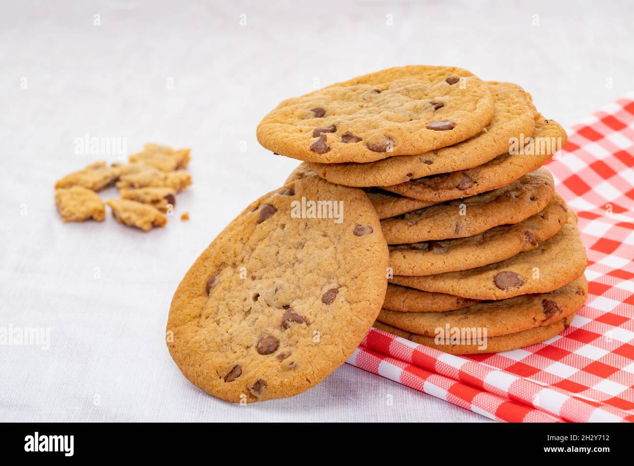 A pile of chocolate chip cookies Stock Photo - Alamy