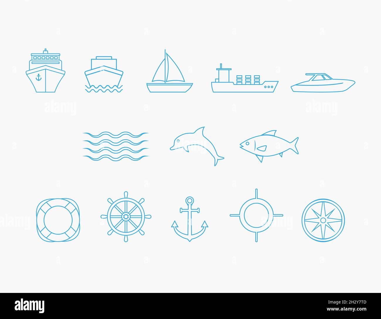 Sea icon set. Vector illustration. Flat design Stock Vector Image & Art ...