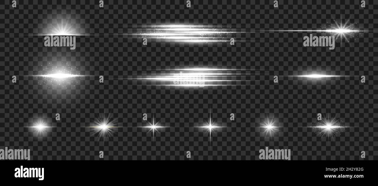 Flare light effects. Glowing star set. Vector optical lens flare light ...