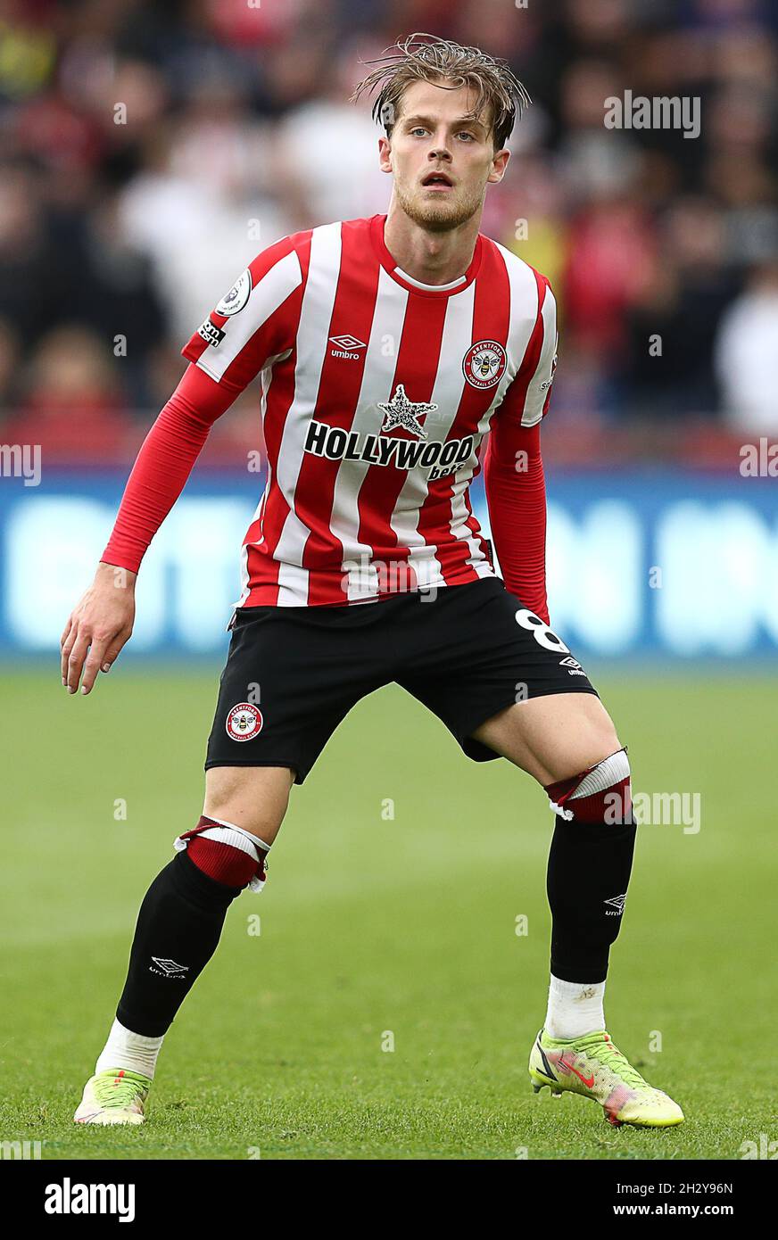 London, England, 24th October 2021. Mathias Jensen of Brentford during ...