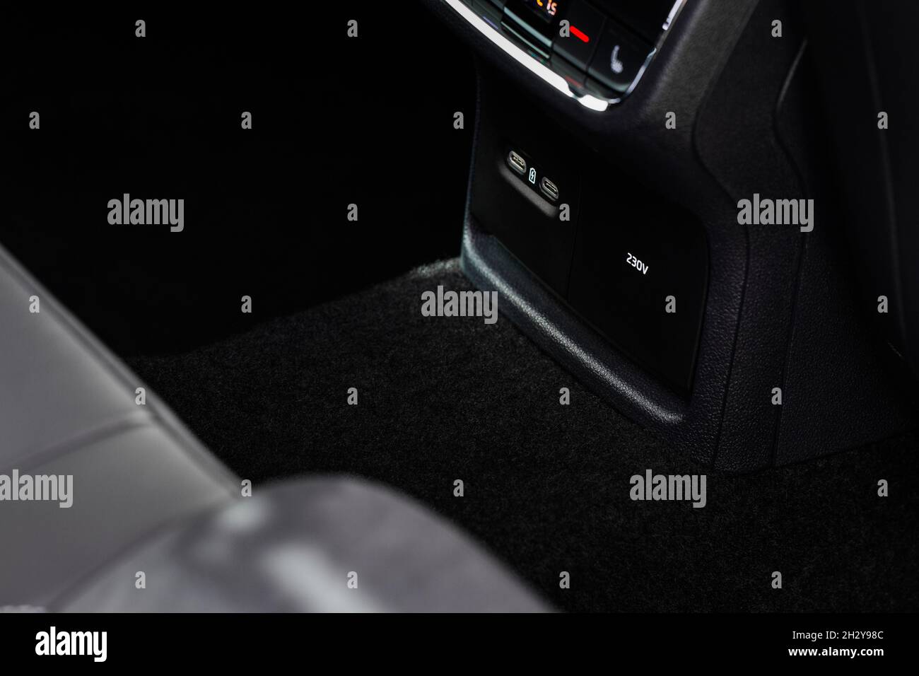 12V and 220v power outlet socket in the car. Closed sockets Stock Photo ...