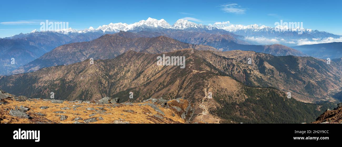 Panoramic view of himalaya range from Pikey peak - trekking trail from ...