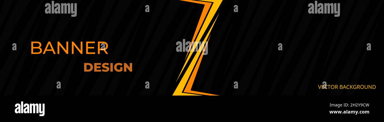 Dark modern black and orange colorful design wide horizontal banner ...