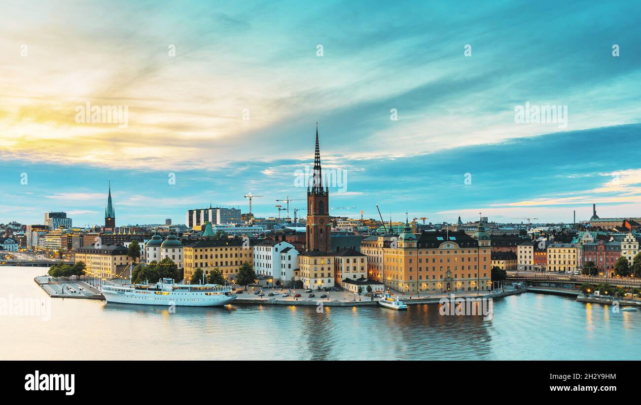 Stockholm, Sweden. Scenic View Of Stockholm Skyline At Summer Evening ...