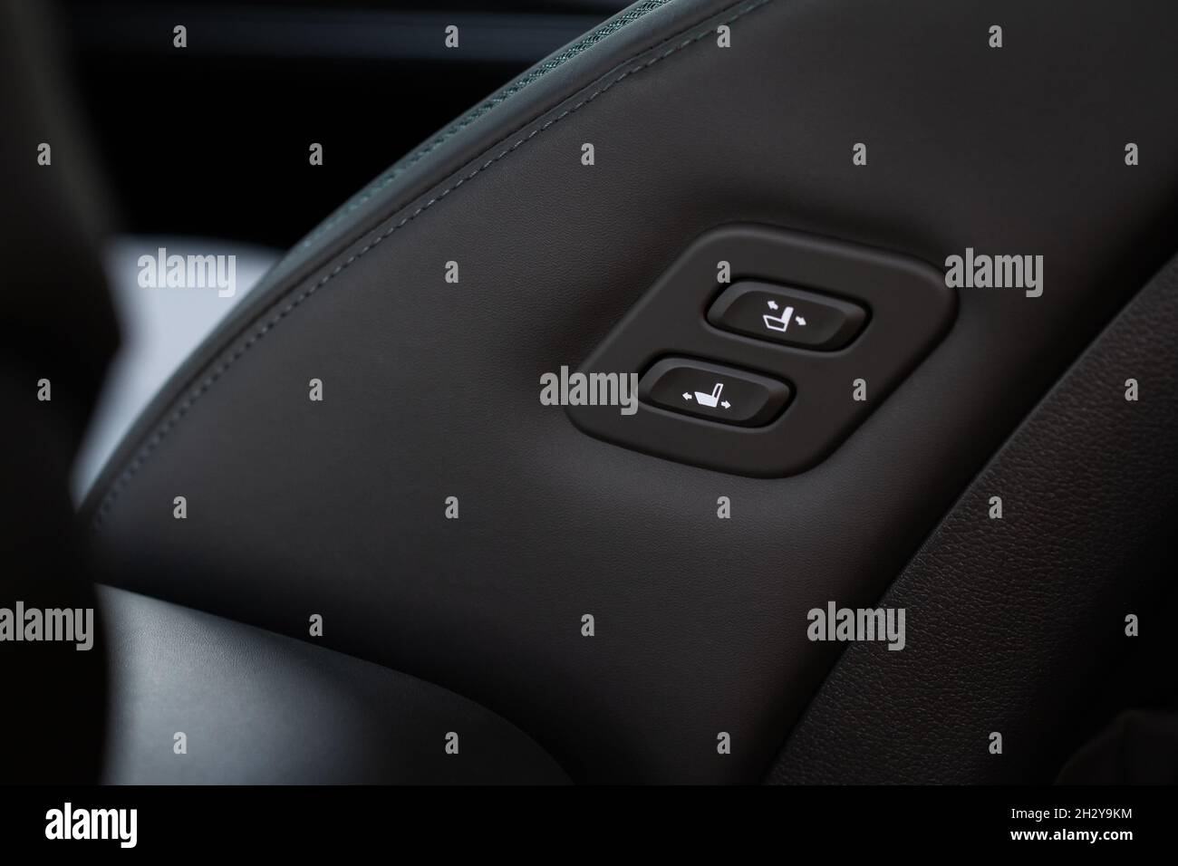 Electric car seat adjustment control panel close up view. Adjustable ...