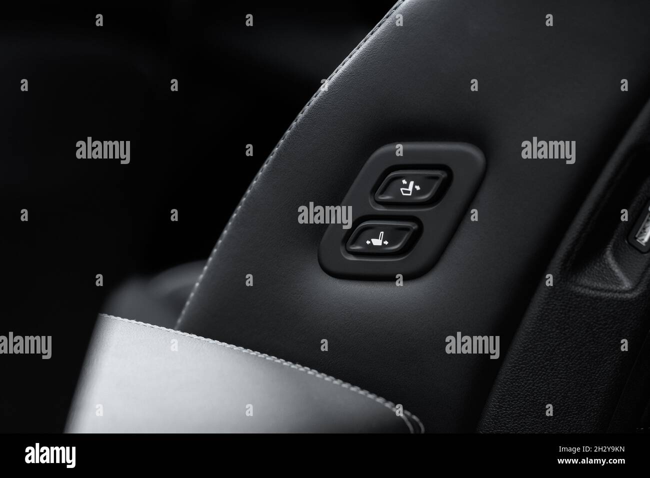 Electric car seat adjustment control panel close up view. Adjustable ...