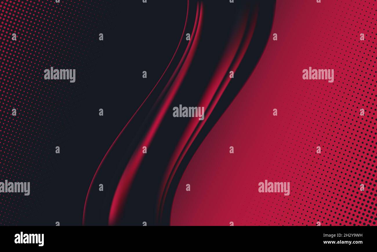 Abstract black and red halftone background with artistic lines in ...