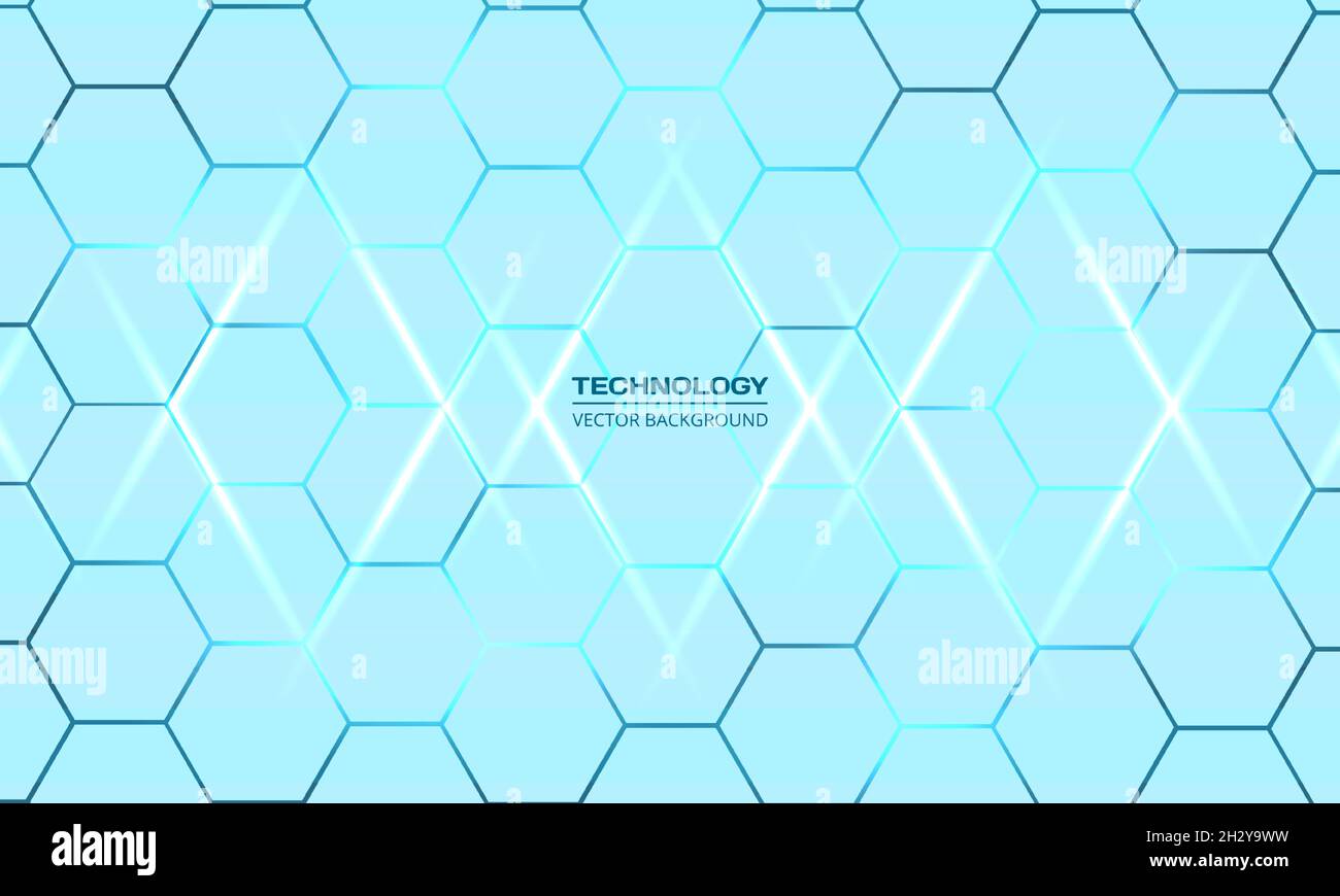 Light blue hexagonal technology abstract background Stock Vector Image ...