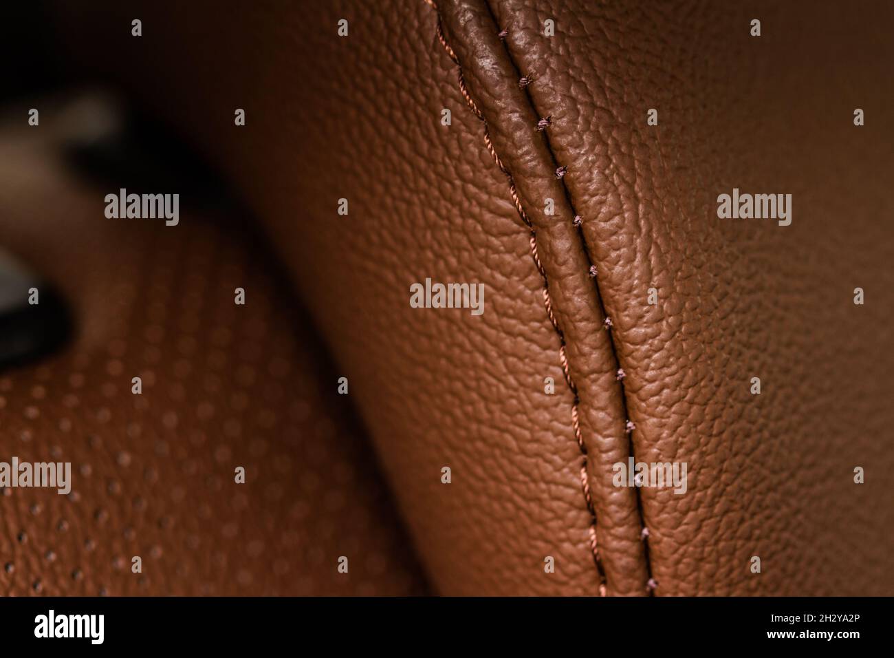 High angle view of modern car fabric seats. Close-up car seat texture ...