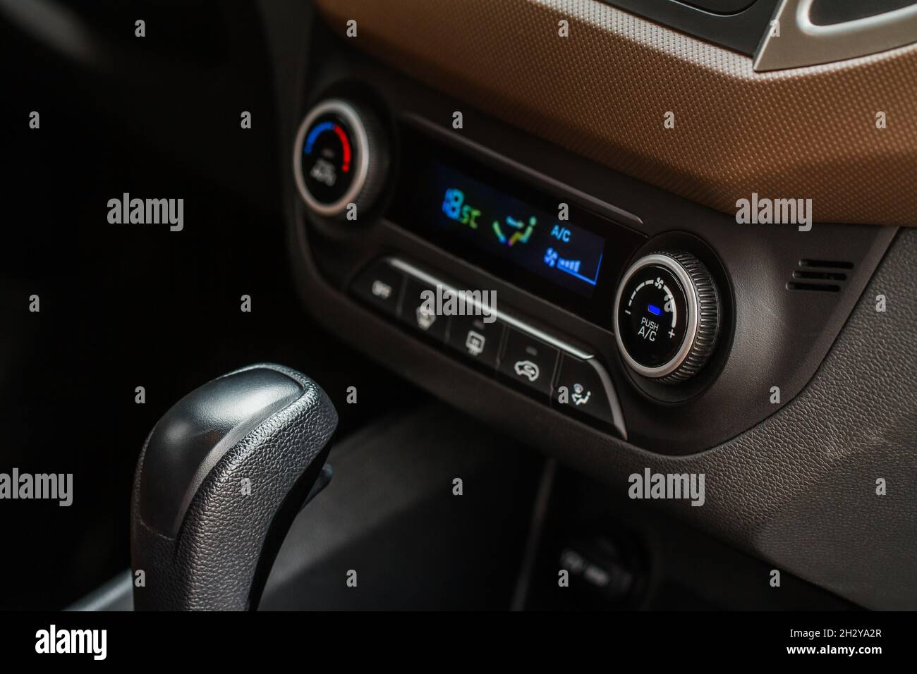 Digital control panel car air conditioner dashboard. Modern car ...