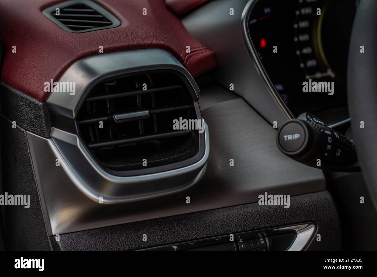 Car air conditioning close up view. The air conditioner flow inside the ...