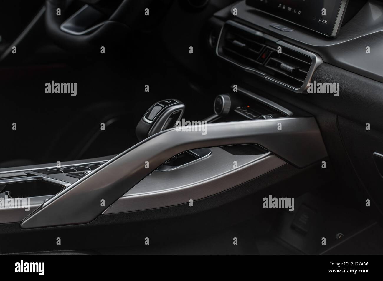 Modern automatic gearbox. Close up of the gearbox transmission handle ...