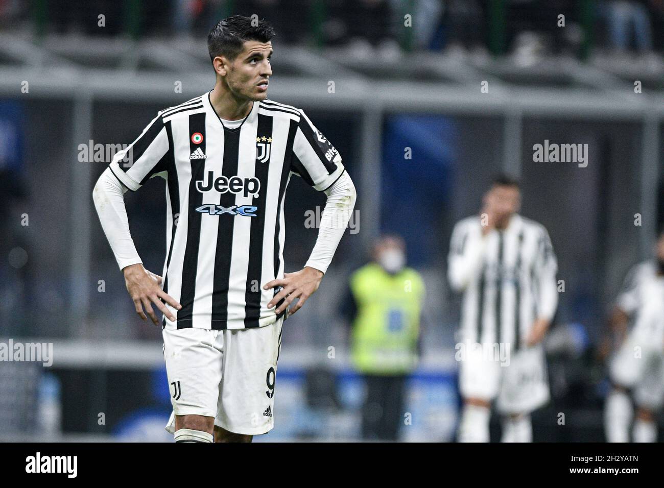 Milan, Italy - 24 October 2021: Álvaro Morata of Juventus looks on ...