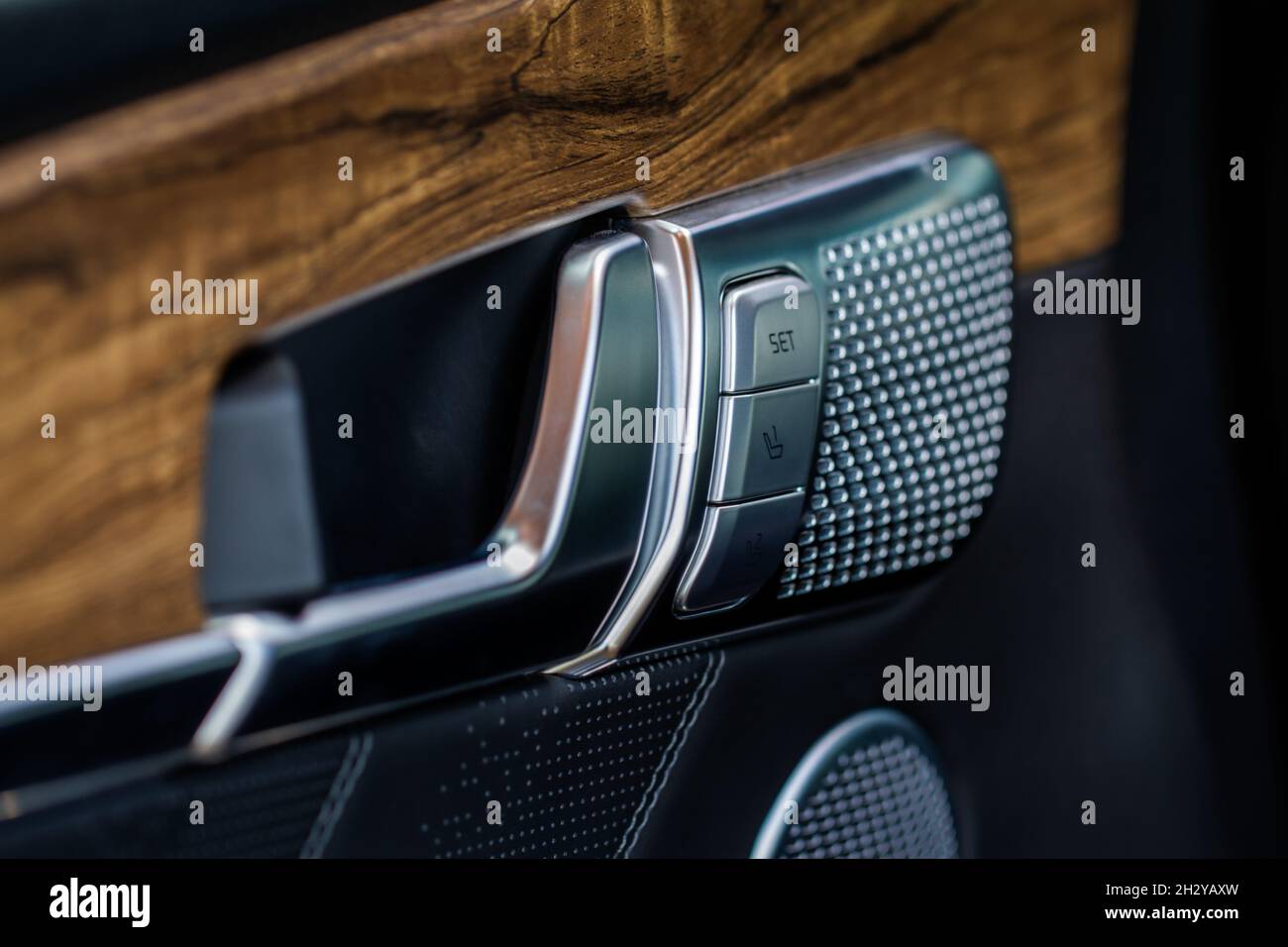 Electric car seat adjustment control panel close up view. Adjustable ...