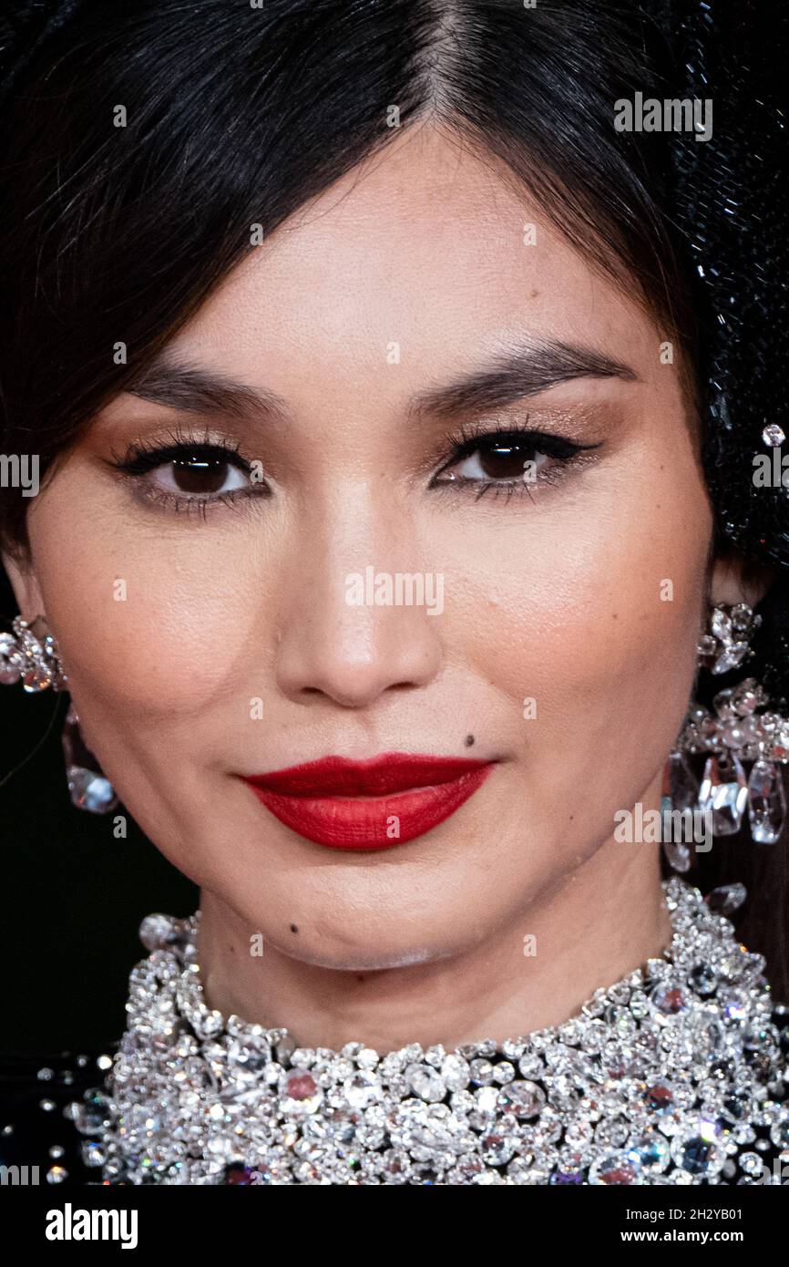 Rome, Italy, October 24, 2021: Gemma Chan attends the red carpet of the ...