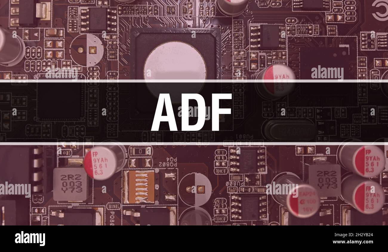 ADF concept illustration using Computer Chip in Circuit Board. ADF ...