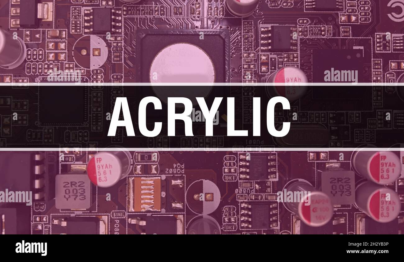 Acrylic Concept Illustration Using Computer Chip In Circuit Board Acrylic Close Up Of