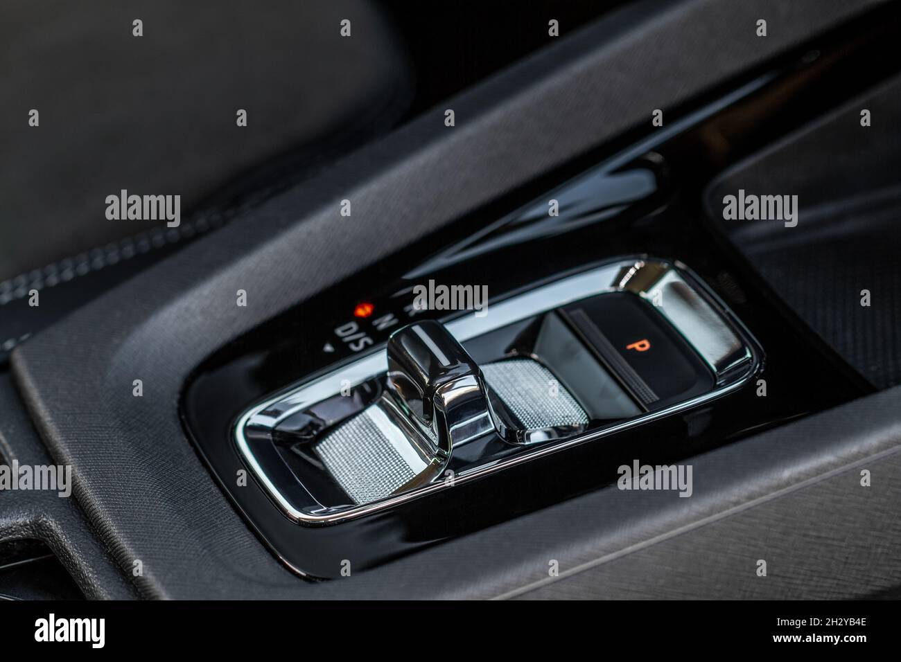 Modern car automatic gearbox. Gearbox control buttons. Gear selector ...