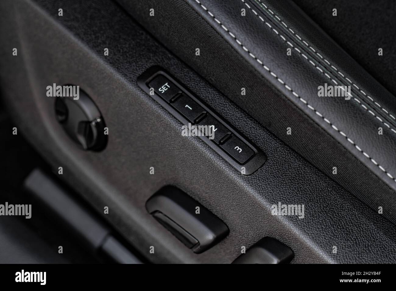 Electric car seat adjustment control panel close up view. Adjustable ...