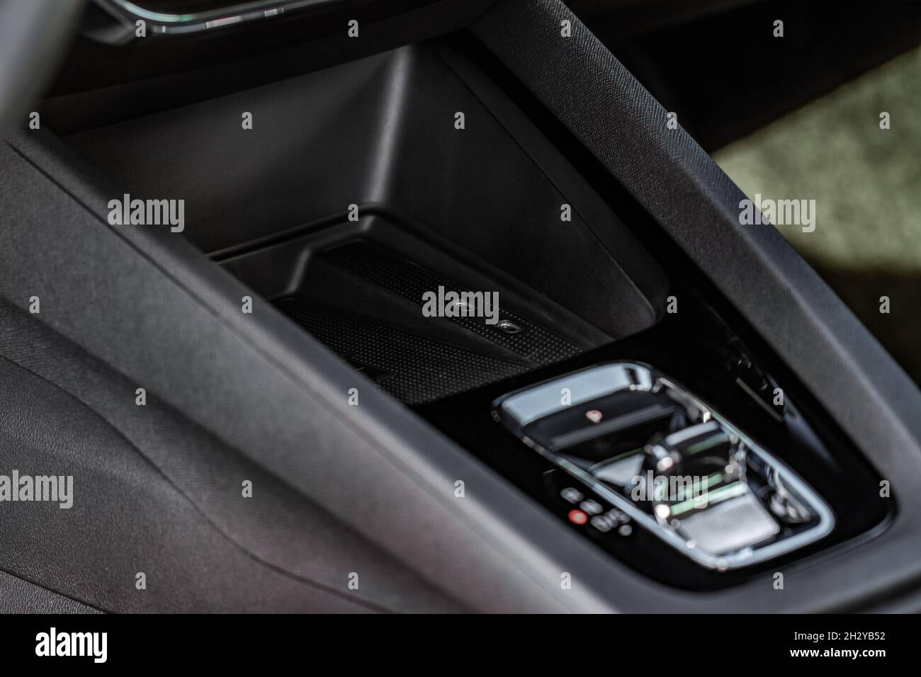 Close up of an USB Type C plug charging socket inside modern c car ...
